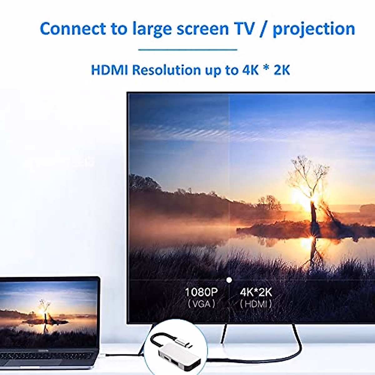 SXYLTNX USB Type C 3.1 to HDMI-Compatible USB 3.0 Dock Hub 3 in 1 USB C Adapter 4K Video PD Charge Converter