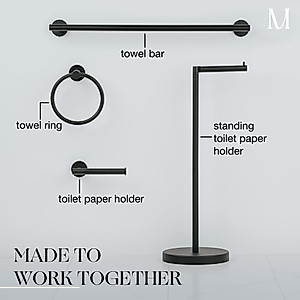 Marmolux Acc - Matte Black Towel Bar - 24 inch Bathroom Towel Holder - Heavy Duty Stainless Steel SUS 304 Bar - Wall Mounted Towel Rack Storage Set - Ideal for Bathroom & Kitchen. - Hand Towel Holder