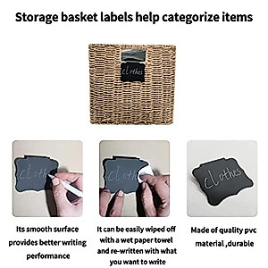 Foldable Wicker Storage Basket，Baskets for Shelves With Labels，3-Pack Pantry Baskets、Wicker Basket、Seagrass Baskets