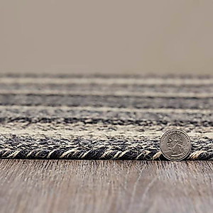 VHC Brands Sawyer Mill Black White Jute Rug Half Circle w/Pad 19.5x36