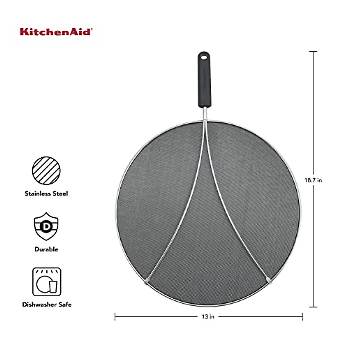 KitchenAid Gourmet Odor Absorbing Splatter Screen, 13-Inch, Black