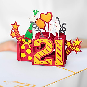 DKT HANDMADE Happy birthday pop up card, 3D Popup Greeting Cards (Happy Birthday Number Age 21st pop up card)