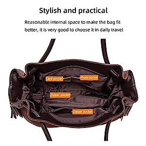 MINTEGRA Handbags for Women Hobo Shoulder Bags with Tassel Large Capacity Top Handle Bucket Bags