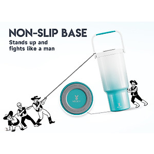 Meoky 32 oz Tumbler with Handle, Tumbler with Lid and Straw, Stainless Steel Travel Mug, 100% Leak Proof, Keeps Cold for 24 Hours, Fits in Car Cup Holder (Azure)