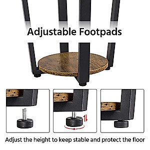 Yaheetech Industrial End Table for Living Room Set of 2, Round Side Table with 2 Tier Storage Shelf, Sturdy Couch Tables Accent Tables Coffee Tray, Space Saving, Easy to Assemble, Rustic Brown