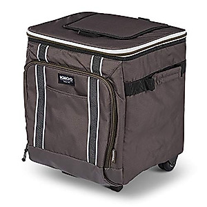 Igloo 40 Can Large Portable Insulated Soft Cooler with Rolling Wheels, Olive