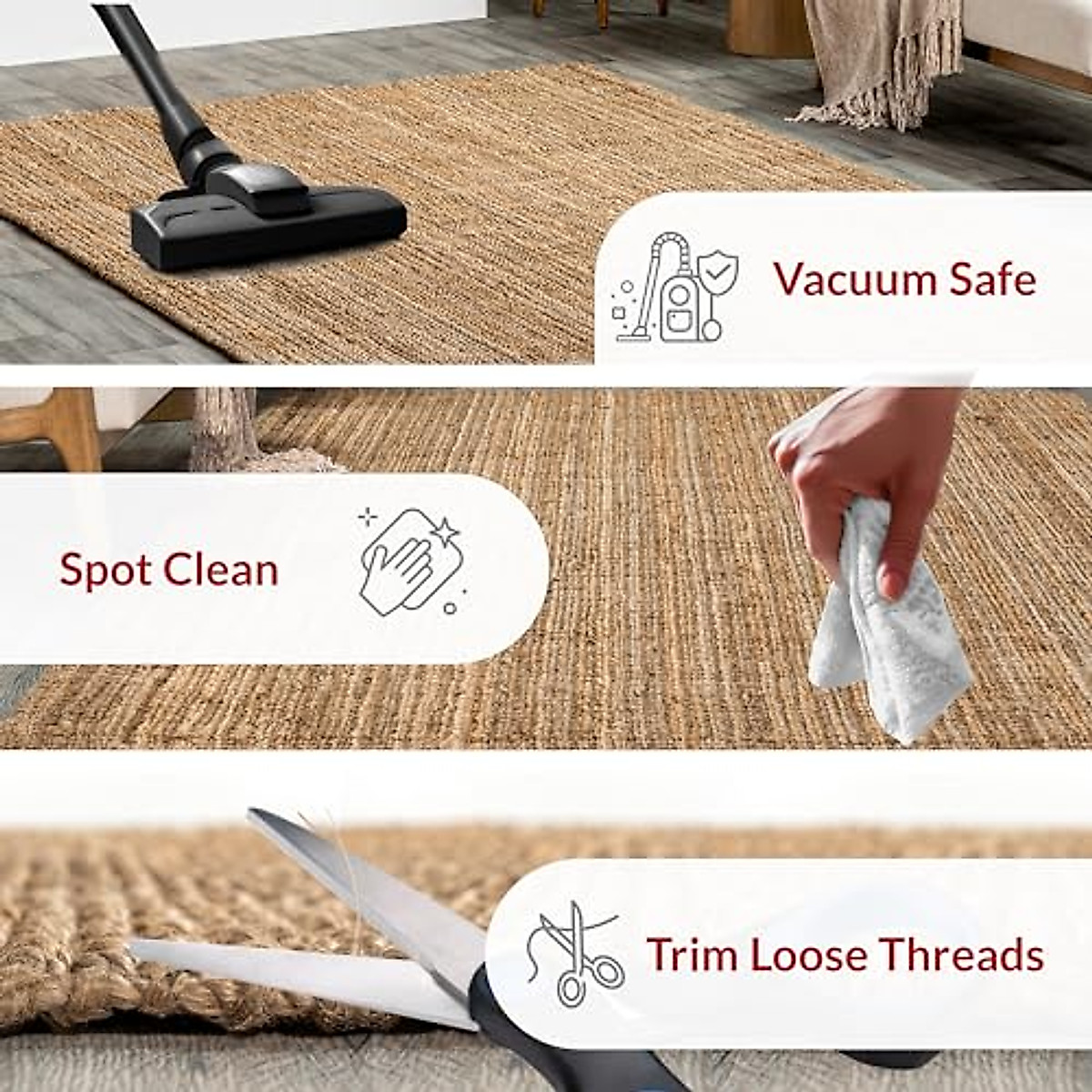 nuLOOM Ashli Solid Farmhouse Jute Area Rug, 9x12, Natural