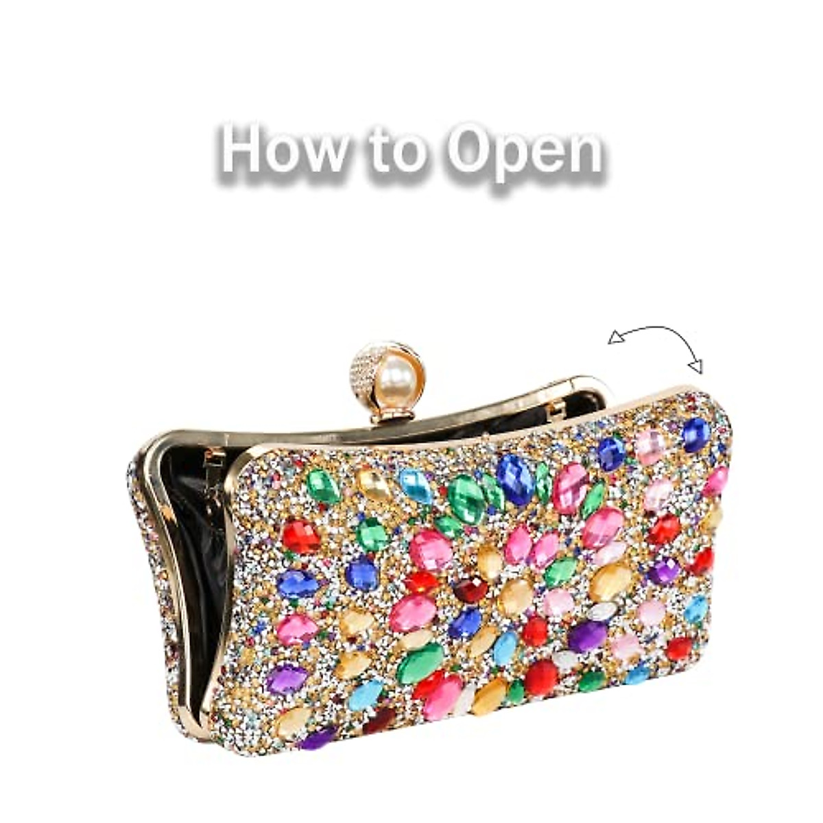 COAIMANEY Womens Sparkly Rhinestone Crystal Glitter Clutch Purse Evening Handbag Shoulder Bag for Wedding Party Prom