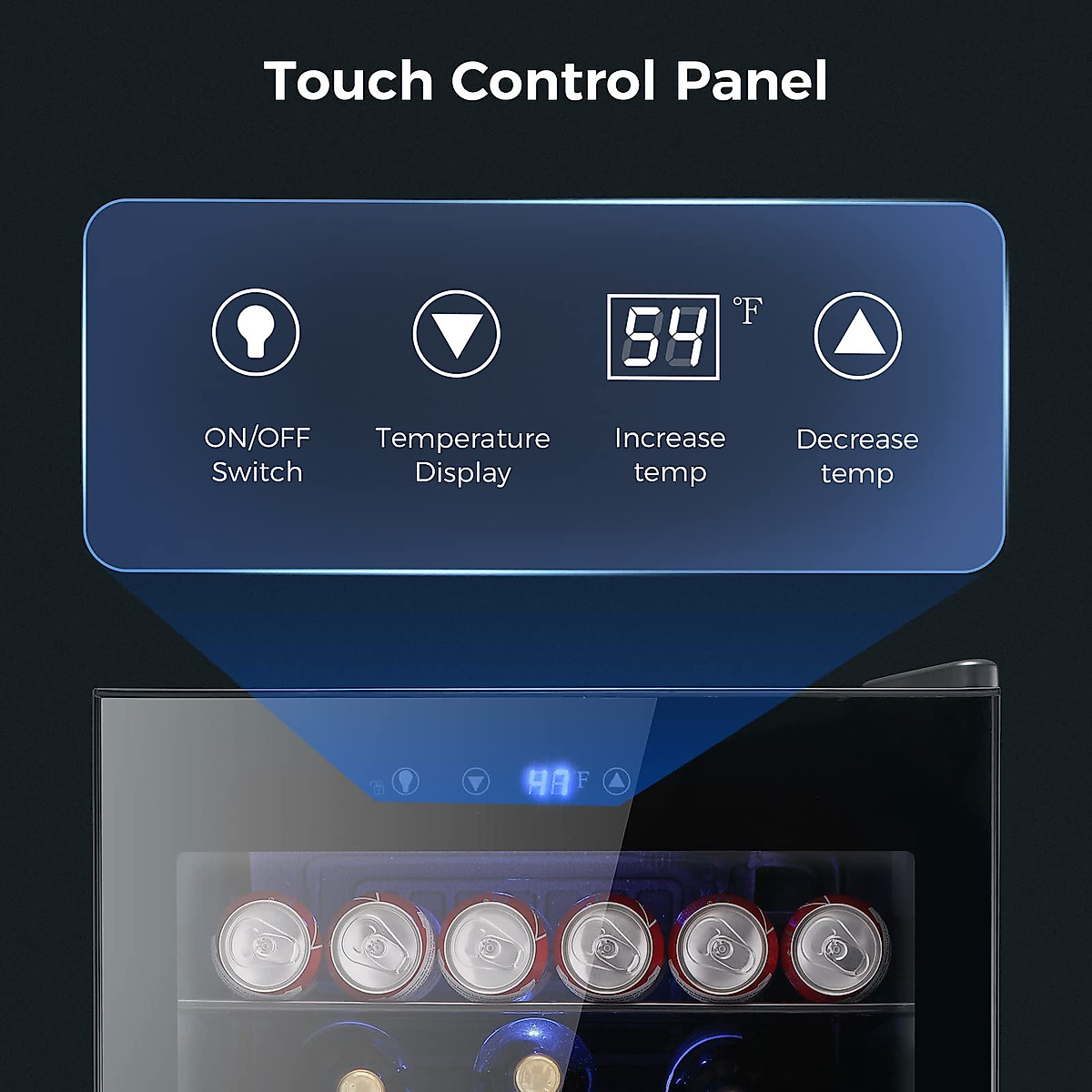 LHRIVER Countertop Mini Fridge,4.4cu.ft Beverage Refrigerator and Cooler with Glass Door, Adjustable Shelves,145 Can Compact Refrigerators or Office,Dorm Room,Home