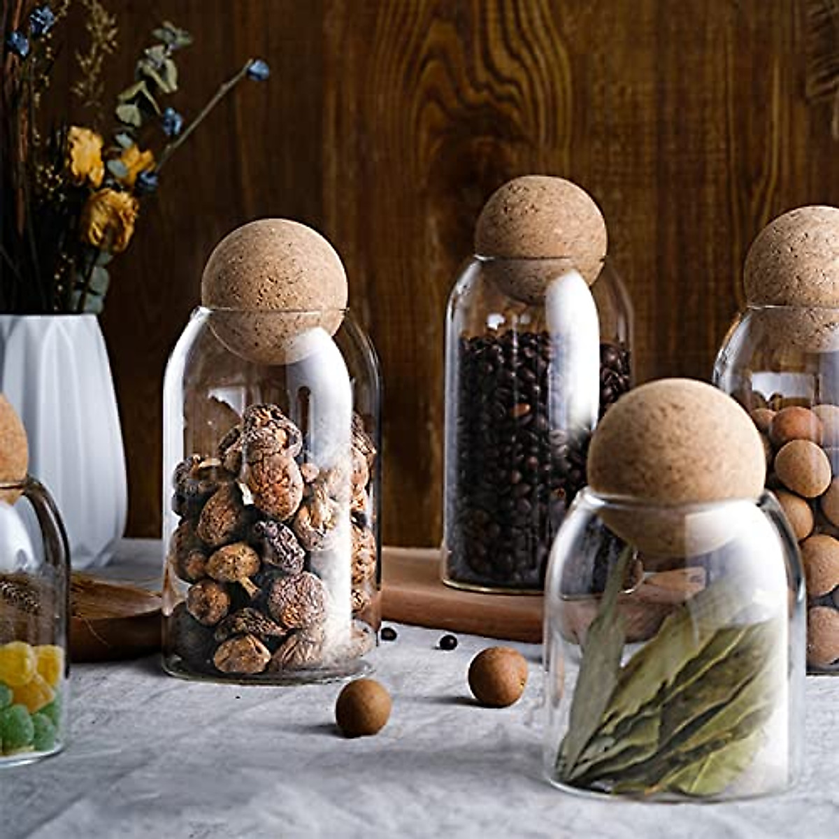 SPERKY Coffee Containers Clear Glass Storage Jar With Cork Lid Bottle Sealed Tank Tea Can Cereal Coffee Creative Decoration Airtight Canister Set