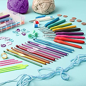 73 Piece Crochet Kit for Beginners Adults and Kids, Premium Crochet Set with 21 Crochet Hooks Set and 1500 Yards of Yarn for Crocheting Kit, Canvas Tote Bag and Lots More - Beginner Crochet Kit