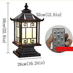 Post Lights Outdoor Solar Pillar Light Villa Garden Wall Landscape Light IP55 Outdoor Waterproof Pillar Light Home Gate Door Post Light LED Dimmable Night (B) ()