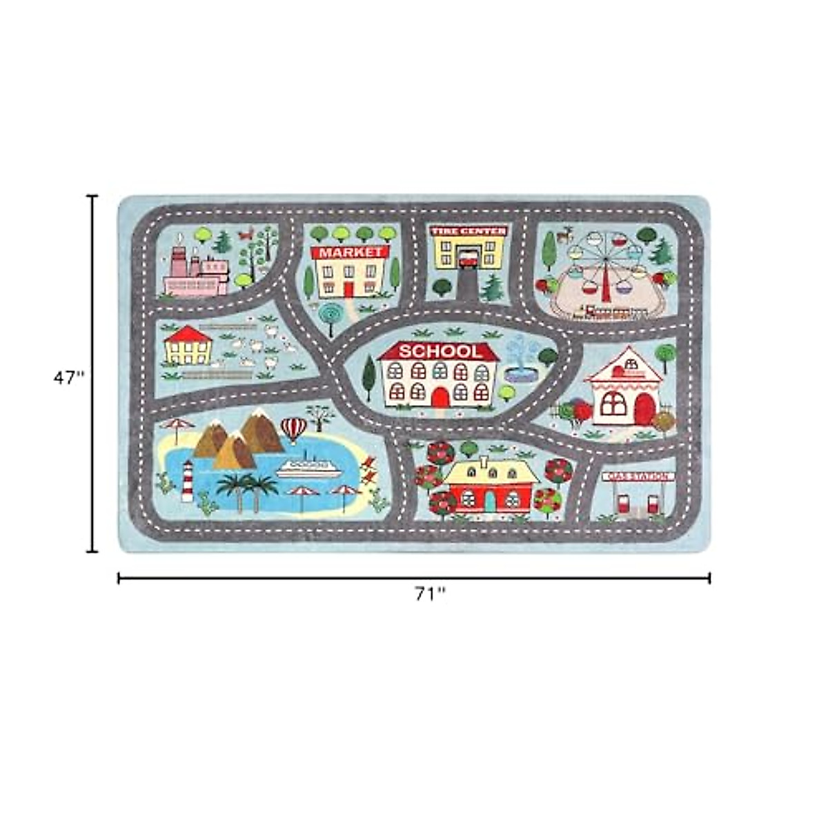 LIVEBOX Soft Kids Rug 4'x6' Carpet Play Mat for Baby Boys Girls, City Life Road Traffic Playroom Rug for Playing Cars Toys, Educational Nursery Rug for Children Bedroom Kids Room