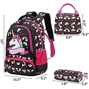 Meisohua Girls Backpack Unicorn Backpack for Girls Elementary School Backpack for Kids Water Resistant School Bag with Lunch Tote Bag Pencil Purse Bag 3 in 1 Sets Bookbags