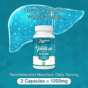 Zingicin TUDCA Supplement 1200mg - 60 Veggie Capsules,Powerful TUDCA Bile Salts Supplements for Liver,Digestion