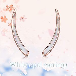 WINNICACA Ear Cuffs Hoop Climber Earrings for Women Sterling Silver Created Opal Crawler Climber Earrings Rose Gold Earrings for Women