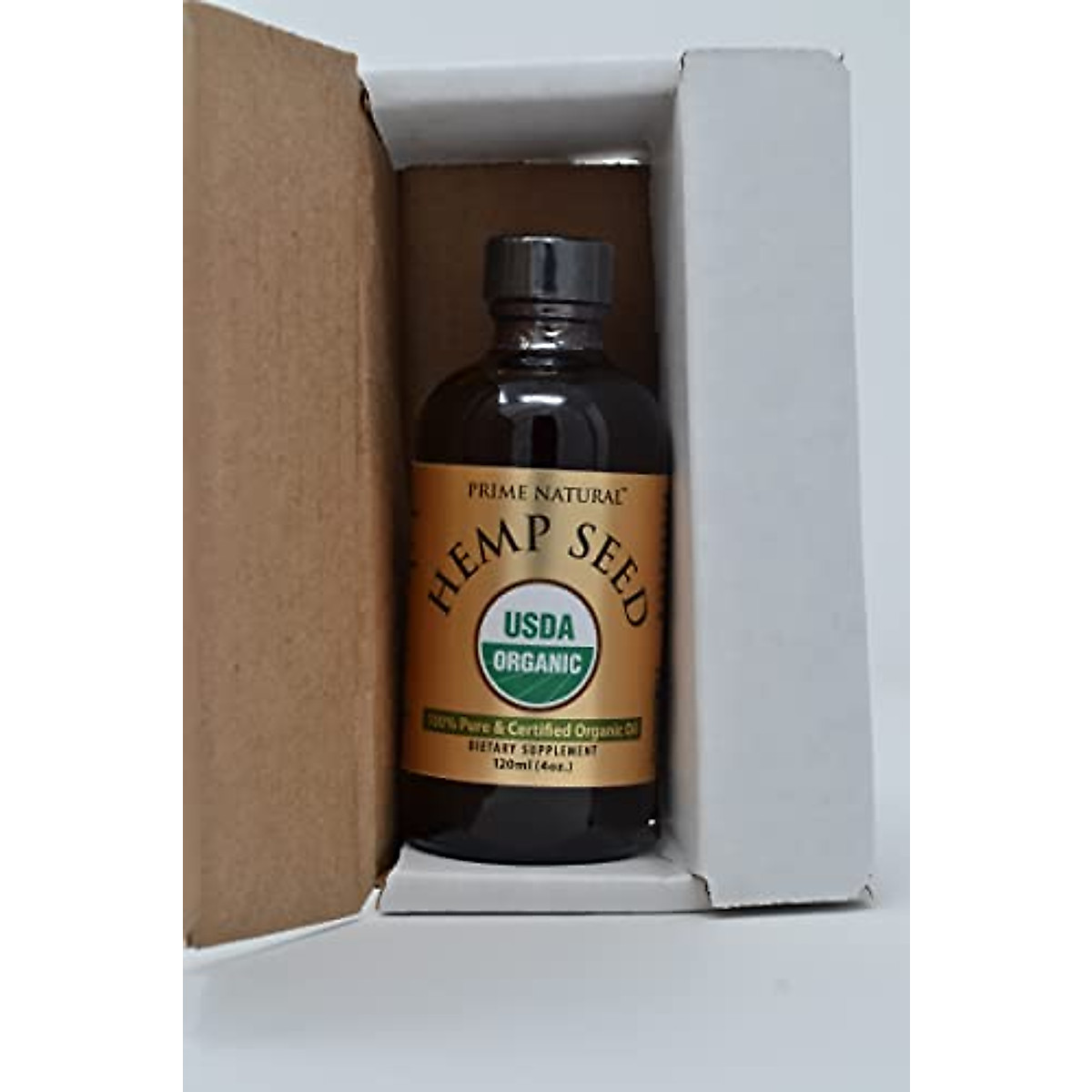 PRIME NATURAL Organic Hemp Seed Oil 4oz - USDA Certified - Sativa Oil - Pure, Cold Pressed, Virgin, Unrefined, Vegan, Food Grade - High Omega 3 6 9 Fatty Acids - Good for Face, Body, Skin & Hair Care
