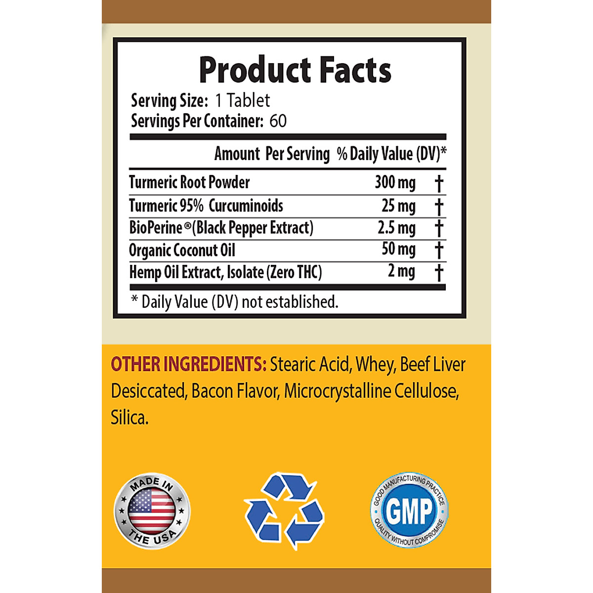 Dog Skin and Coat Supplements - Turmeric with Coconut and Hemp Oil for Dogs and Cats - Natural Treats - Anxiety Relief - Joint Health - Dog Coconut Oil Food - 60 Treats (1 Bottle)