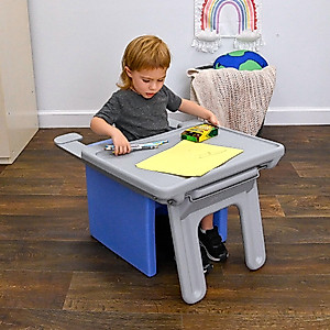 Children's Factory Edutray Kids Desk | Converts Cube Chair to Childrens Desk | Space-Saving Toddlers Desk Chair Converter | Homeschool & Classroom Study Desk for Kids | Gray