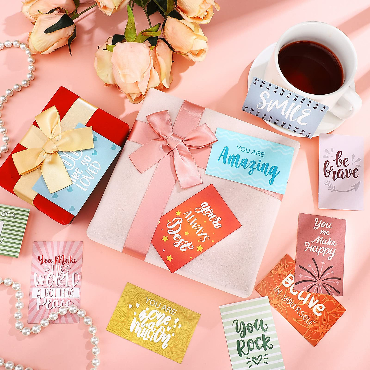 300 Pcs Inspirational Cards Encouragement Cards Mini Positive Affirmations Cards Colored Kindness Motivational Cards Appreciation Cards for Business Student Kids Teachers Gifts 30 Styles 2 x 3.2 Inch