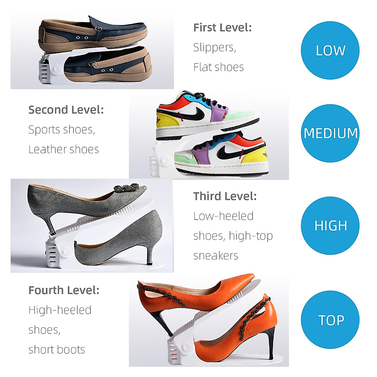 Yashong Shoe Slots Organizer, 24PCS Adjustable Double Layer Stack Shoe Rack, 50% Space-Saving Storage Rack Holder, White