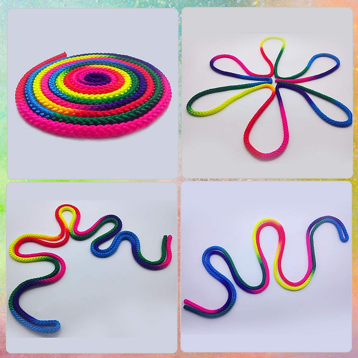 Alomejor Gymnastics Rope Rainbow Color Rhythmic Gymnastics Rope Solid Competition Arts Training Rope