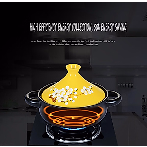 Traditional Moroccan Tagine Pot for Cooking, Ceramic Casserole Dish Tajine Pot Tapered Lid with Tray Compatible with Gas Stove Braised Chicken Soup with All Stovetops