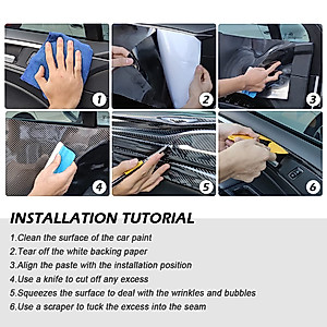 3D Stereo Black Carbon Fiber Vinyl Wrap,157.5"x11.8" Waterproof & Wrinkle Resistant Car Wrap with Scraper Tool for Cool Car Decorations,Suitable for Cars Trucks SUVs Motorcycles