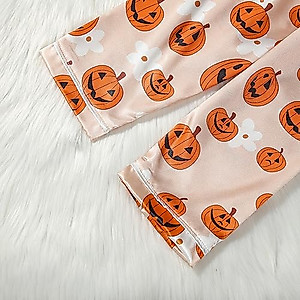 Halloween Pajamas for Toddler Girls Boys Pumpkin Silk Pajamas Long Sleeve Button-Down Tops Pants 2 Pieces Pjs Set (Pumpkin, 3-4T)