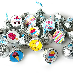 Ice Cream Labels for HERSHEY’S KISSES chocolates by Adore By Nat - Sweet Shop Candy Sticker Party Favor - Set of 240