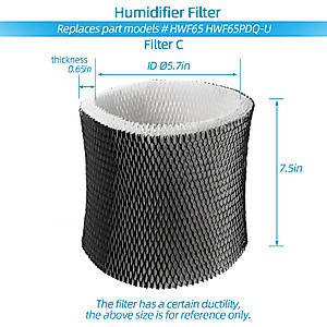 ANTOBLE Humidifier Filter Wick Replacements for Holmes HWF65 HWF65PDQ-U, Replace Part # HWF65CS Filter C - 2 Pack