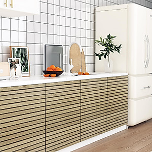 Decotalk Wood Slat Wallpaper Peel and Stick Wood Contact Paper 17.7"x120" Wood Slat Wall Panel Wallpaper Removable Brown Slat Wood Wallpaper for Bedroom Slat Wood Contact Paper for Cabinets Slat Look