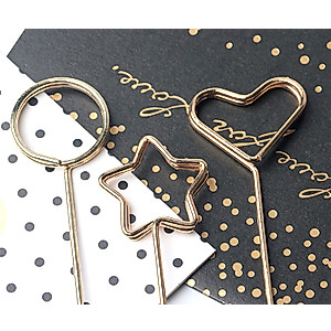 Hananona 30 Pcs Metal Floral Place Card Holder, 13.4 Inch Flower Picks Clip for Floral Arrangement, Golden Card Holder for Wedding and Party (Round)