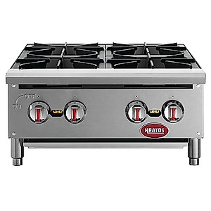 Kratos 29Y-071 4-Burner Gas Hot Plate, 24"W, Natural Gas, Field Convertible to LP