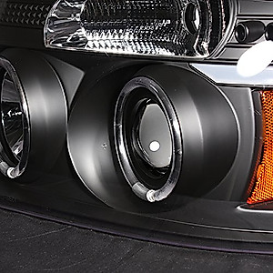 AKKON - For 2004-2008 Ford F150 F-150 Black Halo Projector LED Headlights + Full LED Tail Lights Taillamps Pair