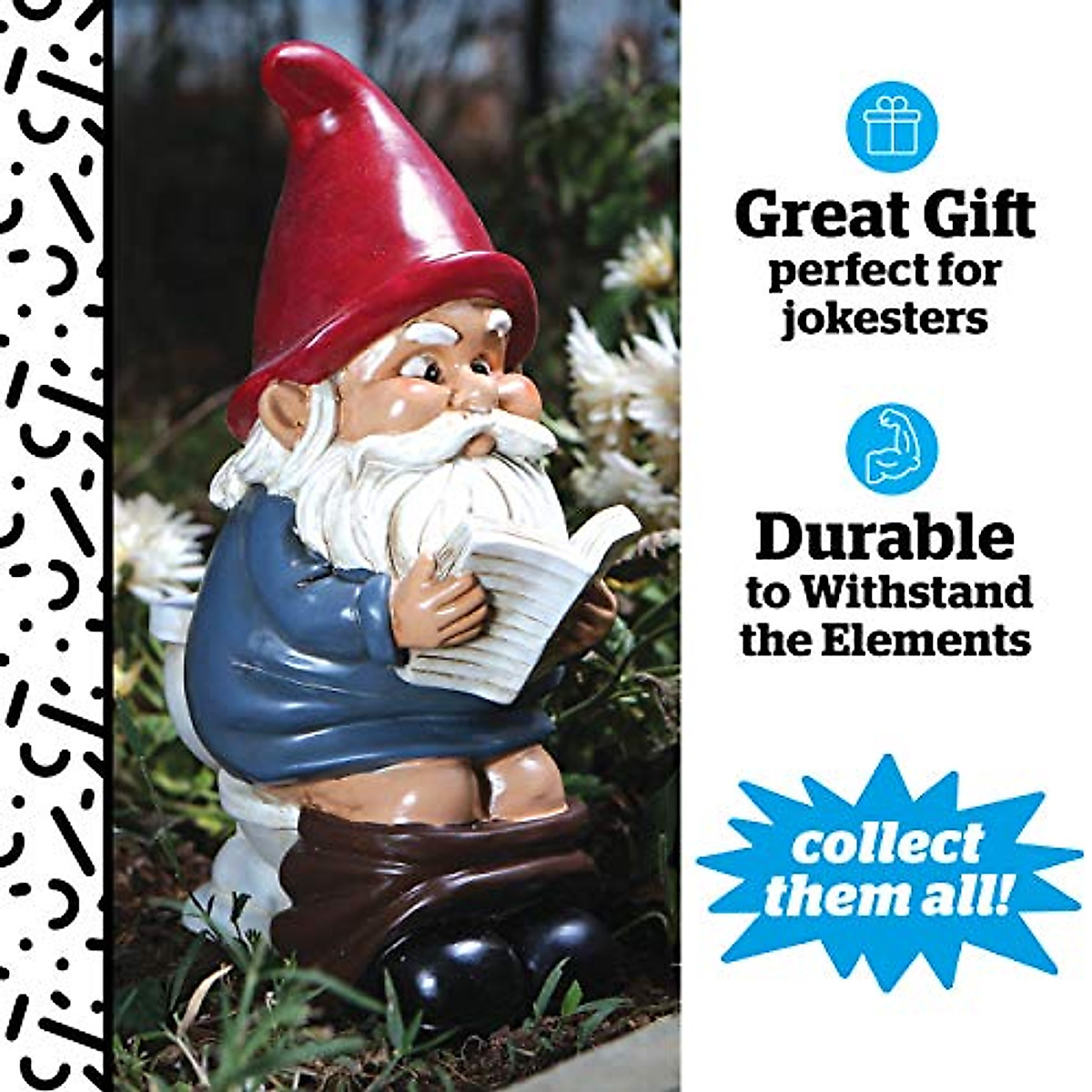BigMouth Inc. Gnome on a Throne Garden Gnome – Funny Lawn Gnome, Makes a Great Gag Gift, Made of Durable, Weatherproof Ceramic, 9.5” Tall