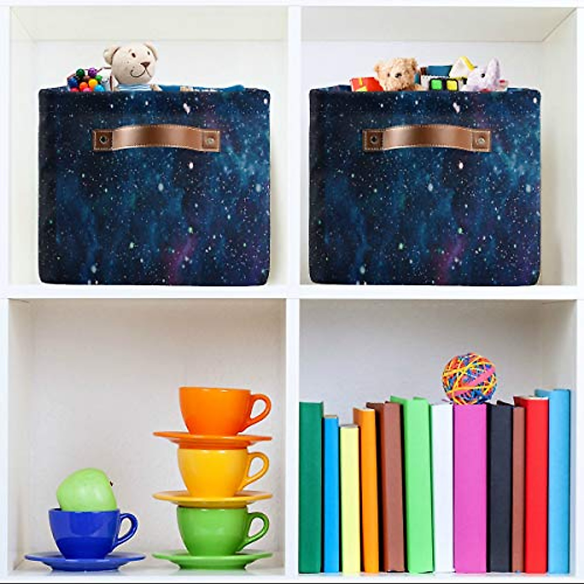 AUUXVA Nebula Galaxy Planet Storage Basket Collapsible Cloth Storage Cube Basket Bins Organizer with Handles Rectangular Large Toys Shelf Closet for Nursery Bedroom Home Office