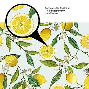 Amagical Lemon Set Decor Fruit Citrus Flowers Leaves Pattern 16 Piece Bathroom Mat Set Shower Curtain Set Bath Mat Contour Mat Toilet Cover Shower Curtain and 12 Hooks