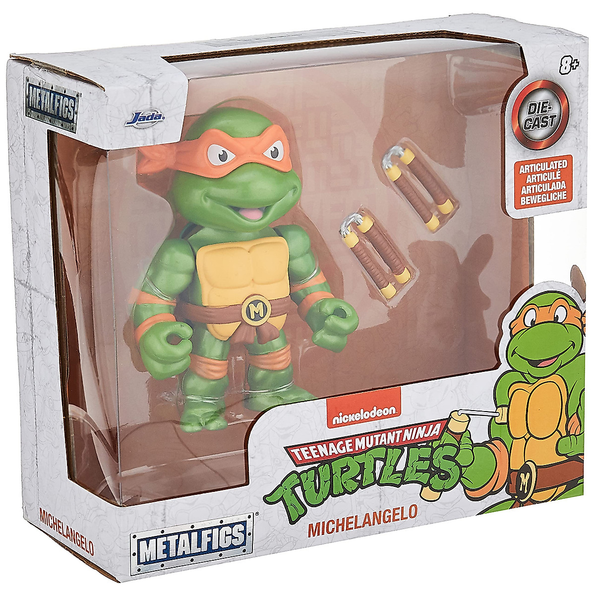 Jada Toys Teenage Mutant Ninja Turtles 4 Michelangelo Die-cast Figure, Toys for Kids and Adults, Orange, 31848
