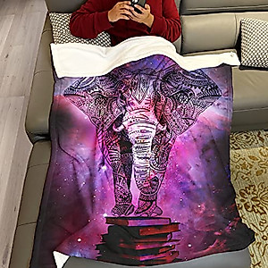 Throw Blankets Fleece Blanket for Sofa Bed Mandala Elephant India Style Galaxy Nebula Book 60" x 80"