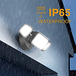Onforu 55W LED Security Light, 5500LM Super Bright Outdoor Flood Light Fixture with 3 Adjustable Heads, IP65 Waterproof, 6500K White Wall Mount Exterior Security Light for Eave, Yard, Garden, Porch