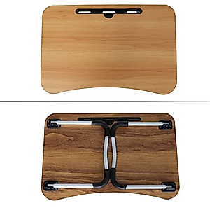 FWBNUIF Folding Desk Tiers No Assembly Foldable Table, Small Computer Laptop Desk for Small Spaces Home Office Wood Desk with Shelves (Khaki, One Size)