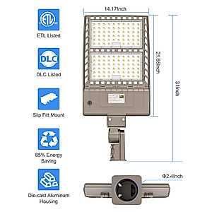 400W LED Parking Lot Light 60,000LM, DLC ETL Listed Industrial Grade LED Shoebox Parking Pole Light 5000K IP65 Waterproof Outdoor Commercial Area Lighting with Slip Fitter 110V 120V