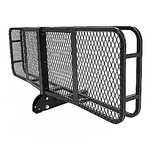 HECASA 60 X 21 X 6 Inch Folding Hitch Mount Cargo Carrier Rack Rear Luggage Basket w/ 2" Receiver for Car SUV Trailer Truck Van Steel