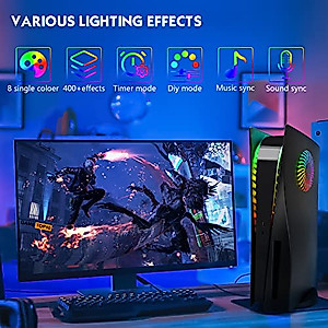 PS5 Plates Playstation 5 Accessories, PS5 Cover Face Plates and RGB LED Light Strip, SIKEMAY Console Disc Version Skins with Fan Vents Dust Side Faceplate Shell Case, 8 Color 400+Effects Kit - Black