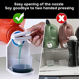 KMOUANTS Laundry Detergent Dispenser Cup Holder,Nozzle Upgraded Labor-Saving Switch Easily No More runny or Messy Laundry Detergent, Laundry Cup Holder and drip Tray Room Organization and Storage
