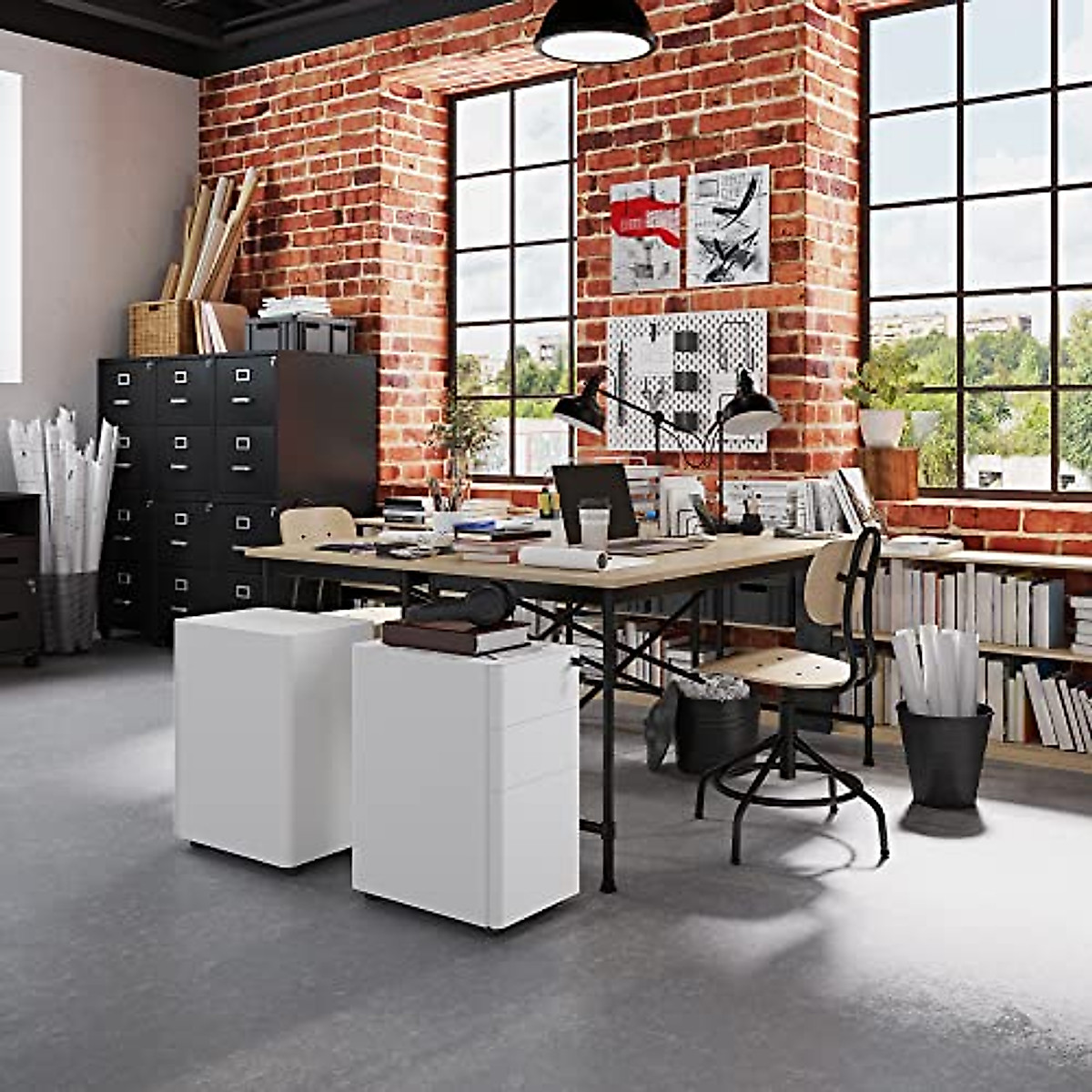 YITAHOME 3-Drawer Metal Filing Cabinet Office Drawers with Keys, Compact Slim Portable File Cabinet, Pre-Built Office Storage Cabinet for A4/Letter/Legal (White)