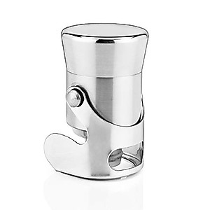 Viski Stainless Steel Heavyweight Champagne Stopper, Sparkling Wine Saver Bottle Stopper, Stainless Steel & Silicone Seal - Set of 1, Silver