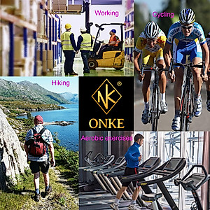 ONKE Cotton Cushion Crew Socks for Men Women Athletics All Seasons Thick Warm Heavy Duty Work Boots Moisture Wicking Control(Black L)