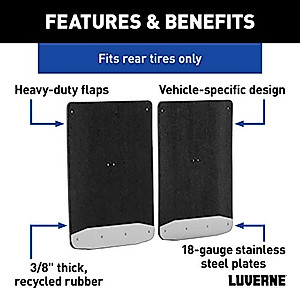 LUVERNE 251124 Rear Dually 20-Inch x 23-Inch Textured Rubber Mud Guards, Select Ford F-350, F-450 Super Duty , Black